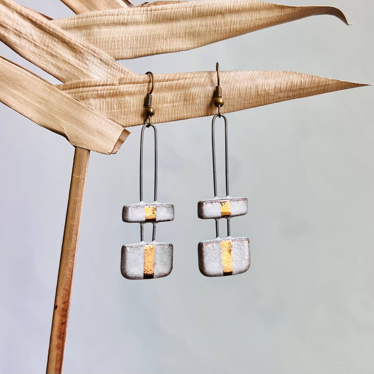 The Artifact House | White Two Piece Earrings – The Artisan's Bench