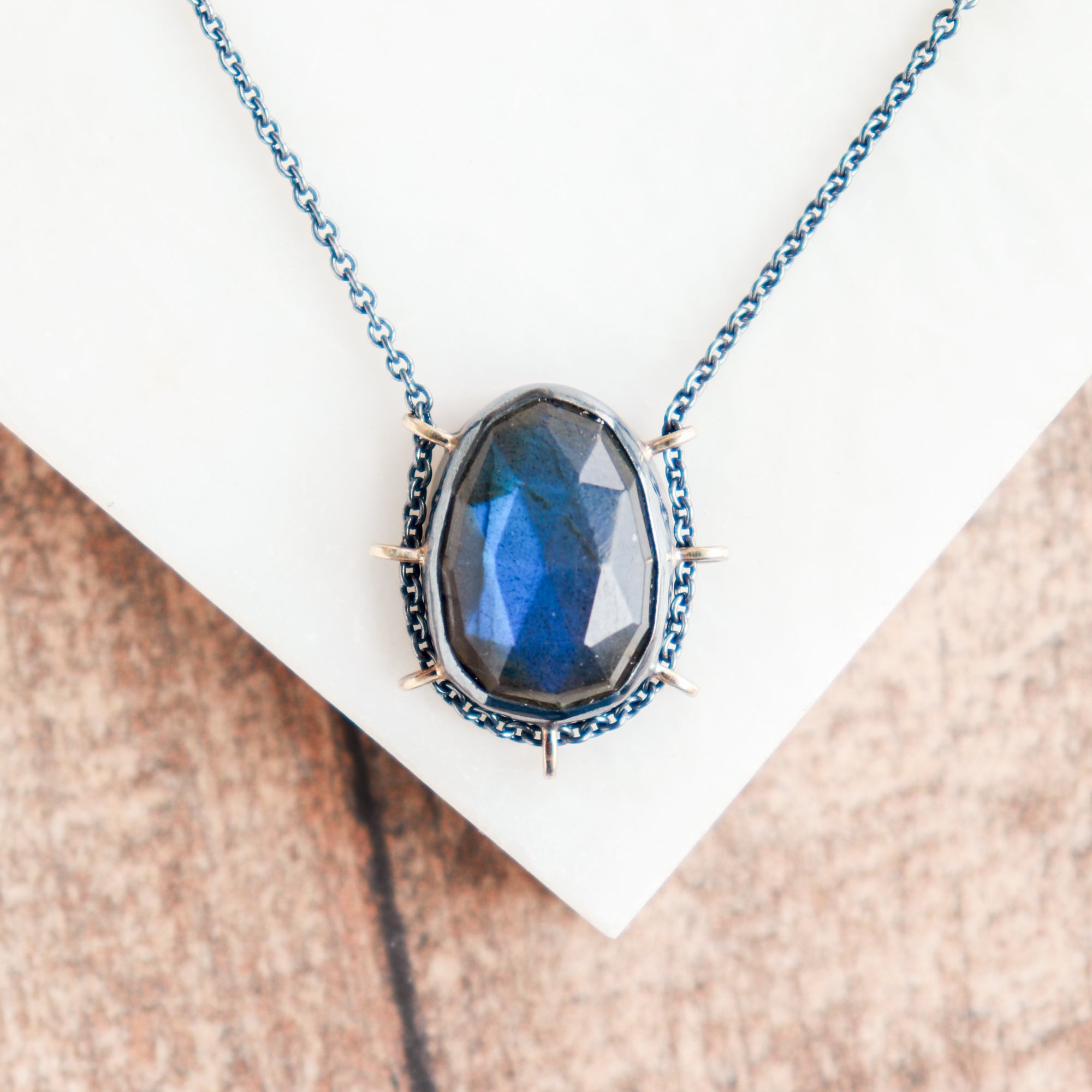 Laurel Karnecki | Faceted Labradorite 14k Oval Path Necklace no.2 – The Artisan's Bench