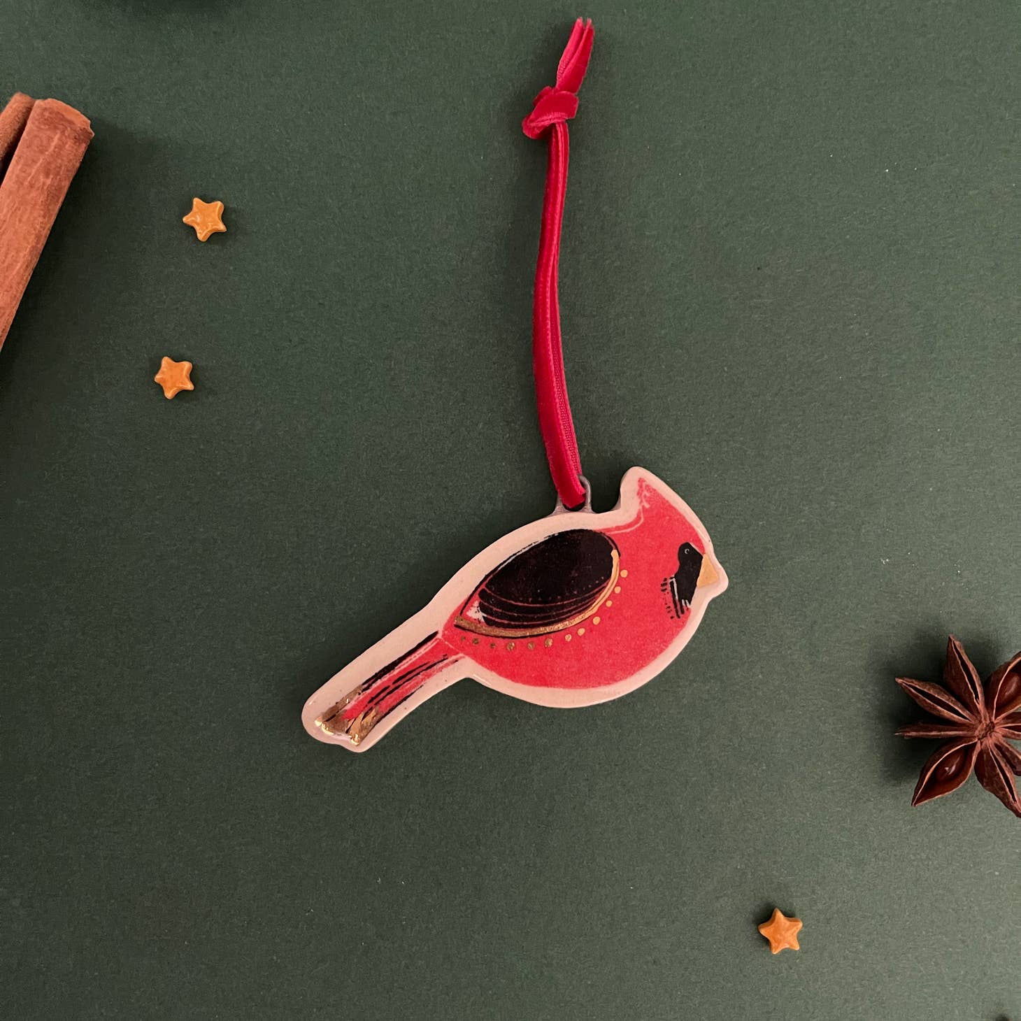 Magpie Mischief | Cardinal Ceramic Ornament – The Artisan's Bench