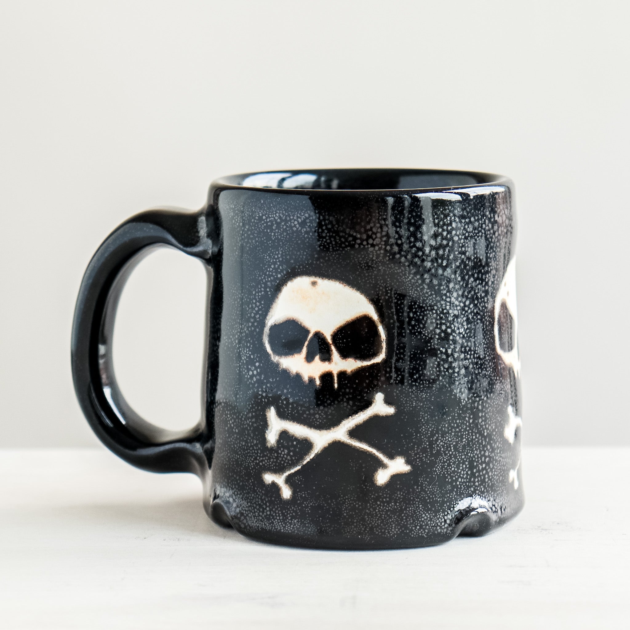 Nicole Pangas | Triple Skull Crossbones Black Mug – The Artisan's Bench