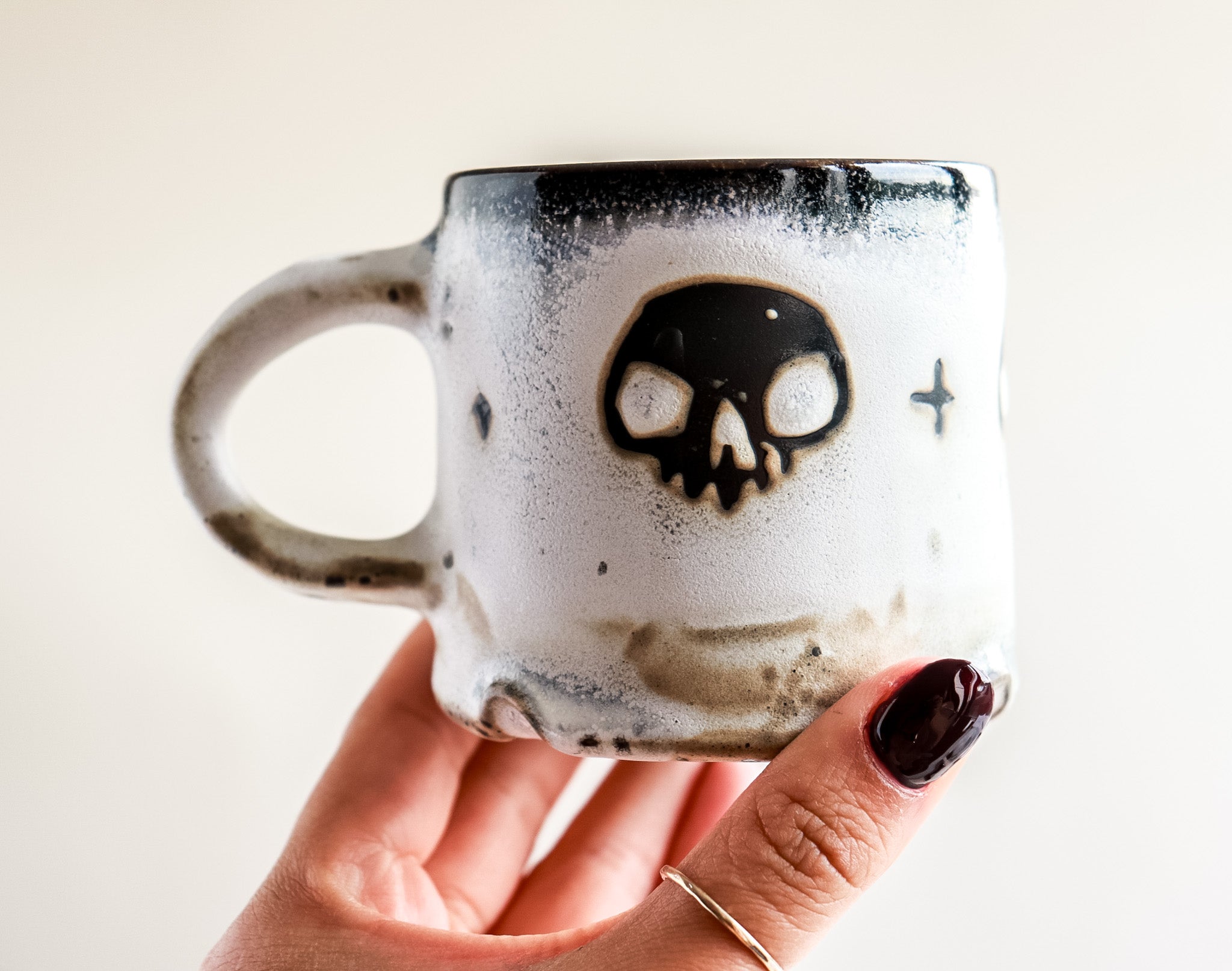 Nicole Pangas | White Triple Skull Mug – The Artisan's Bench