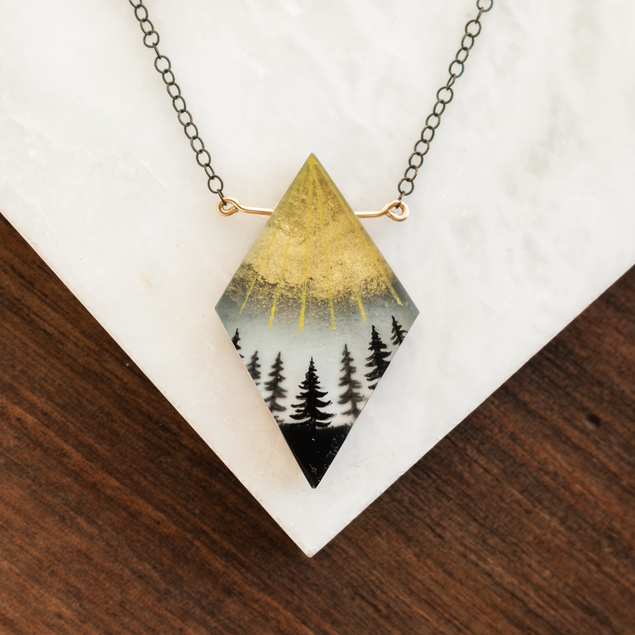 Fernworks Jewelry | Falling Gold Painted Necklace – The Artisan's Bench