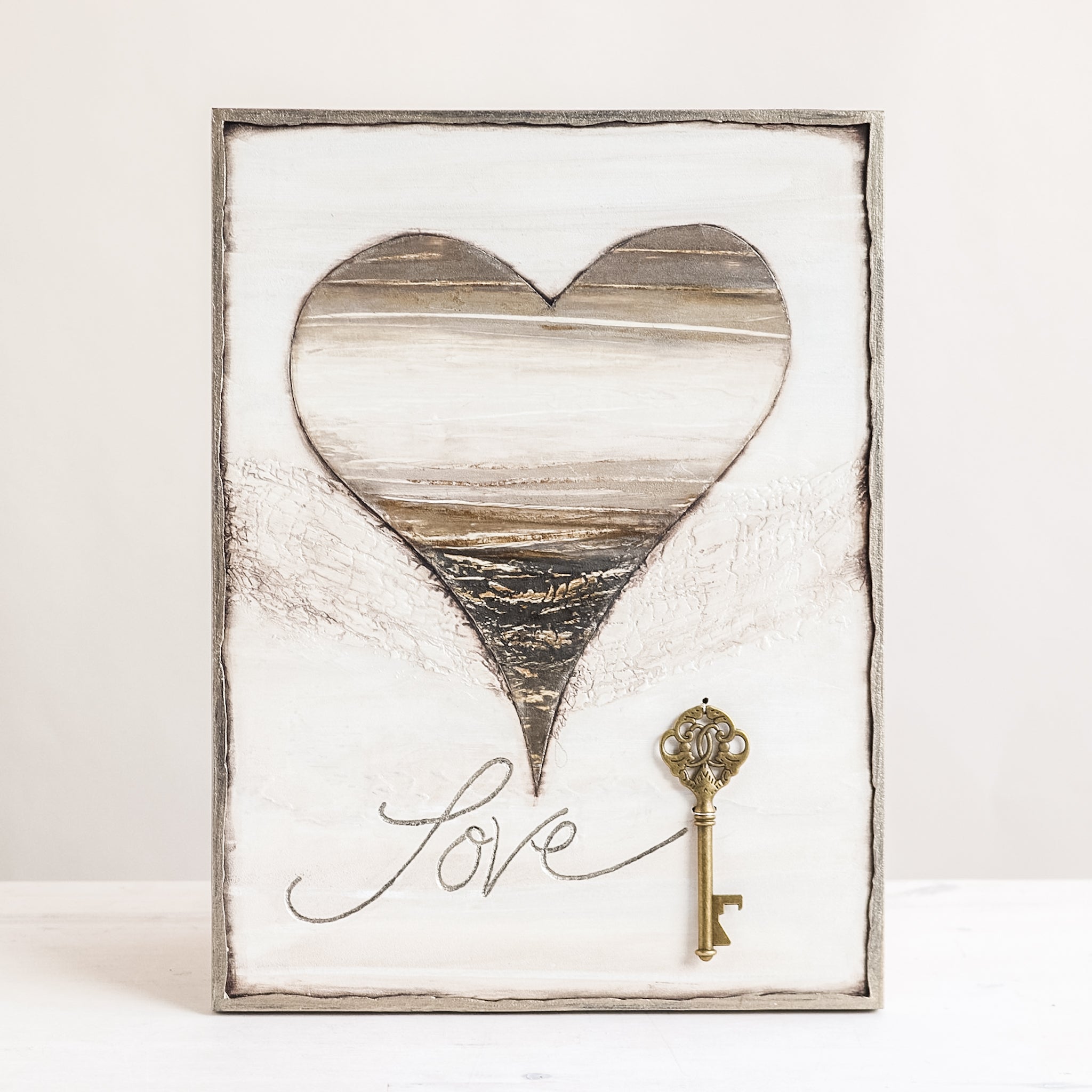 Jan Burns | 9x12 Plaster Painting | Love is the Key | Grey – The ...