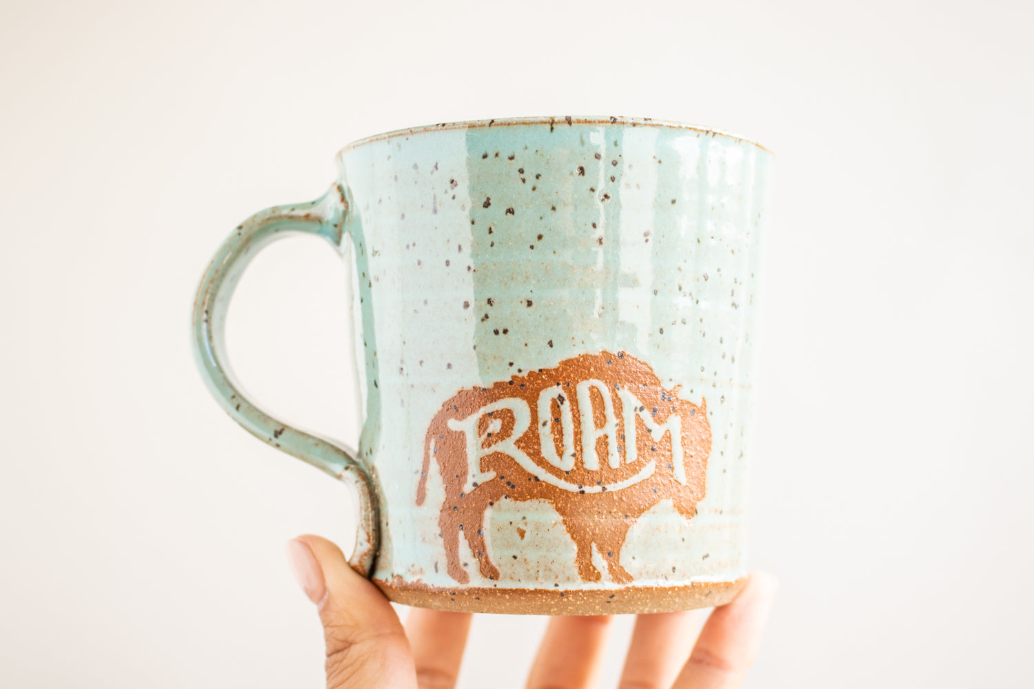 Red Bison | Red Bison in Teal Mug – The Artisan's Bench