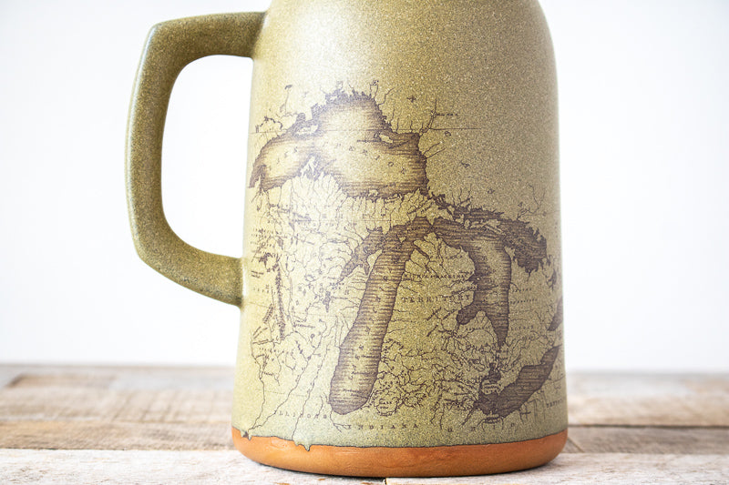 Grayling Ceramics | Michigan Map Growler | Moss – The Artisan's Bench