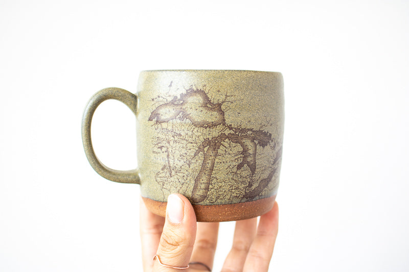 Grayling Ceramics | Michigan Map Mug | Moss – The Artisan's Bench